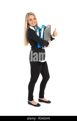 picture of a young attractive businesswoman with folders Stock Photo ...