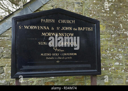 Lychgate and steps at the Church of St Morwenna and St John the Baptist ...