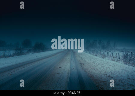 winter snowy road. snow lies near the road. winter picture Stock Photo ...