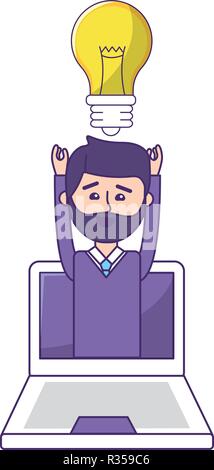 men with computer desktop and light bulb Stock Vector Image & Art - Alamy