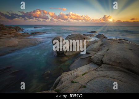 Nice long exposure picture ocean detail of the Spanish coastal in Costa ...