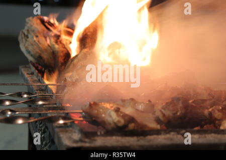 cooking traditional shashlik (barbeque) in Turkmenistan Stock Photo - Alamy