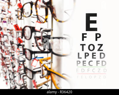 Reading eyeglasses and eye chart Stock Photo - Alamy