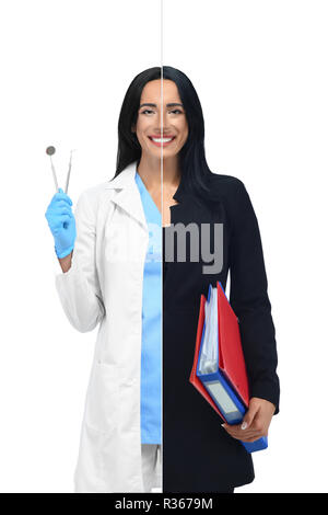 collage of successful modern businesswoman. isolated on white Stock ...