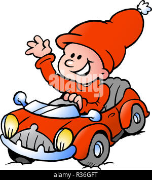 Santa Claus driving car with Christmas gift - Abstract Christmas card ...