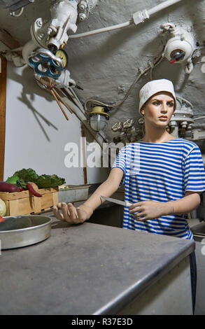 Interior of an old submarine - Kitchen Stock Photo - Alamy