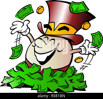 Cartoon Vector illustration of a big pile of money banknotes Stock ...