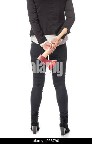 blonde woman with ax Stock Photo - Alamy