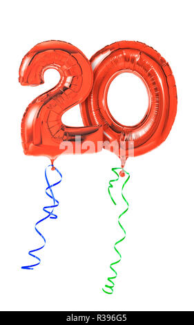 number 20 red balloons isolated on white Stock Photo - Alamy