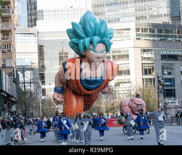 The Goku balloon floats in the Macy's Thanksgiving Day Parade on ...