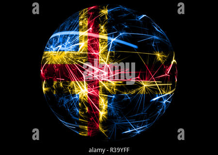 Aland abstract fireworks sparkling flag. New Year, Christmas and ...