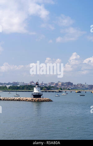 Seaside view as you're entering Portland Harbor, Portland, Maine, USA ...