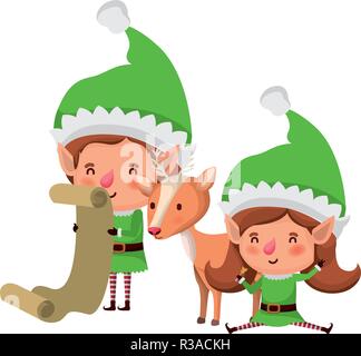 elf couple with reindeer avatar character Stock Vector Image & Art - Alamy