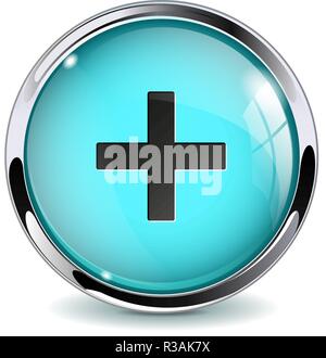 Plus Icon - 3d Blue Button Stock Vector Image & Art - Alamy