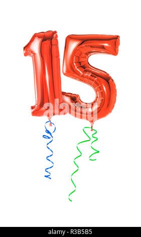 number 15 red balloons isolated on white Stock Photo - Alamy