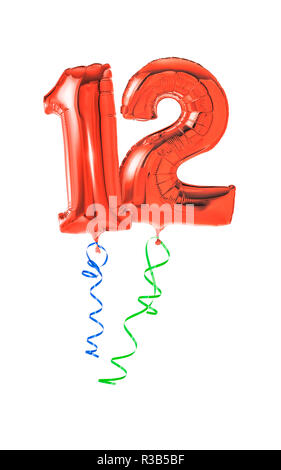 3D Shiny Red Number Twelve Percent 12% Isolated on White Background ...