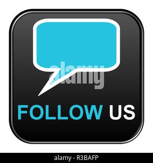 Follow us icon, blue website button on white background Stock Photo - Alamy
