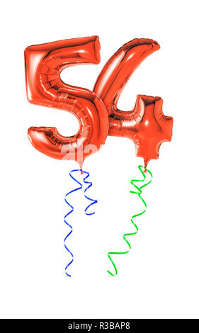 Red balloons with ribbon - Number 54 Stock Photo - Alamy