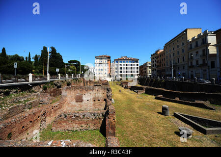 Ruins of the Ludus Magnus in Rome on a summer day. The Ludus Magnus ...