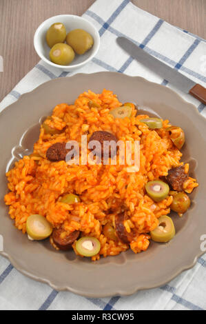 chorizo & pea risotto Stock Photo - Alamy