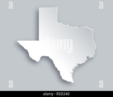 Map of Texas with shadows Stock Photo - Alamy