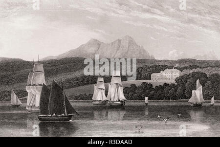 Exterior view of Mount Stuart House, Rothesay, Isle of Bute, Scotland ...