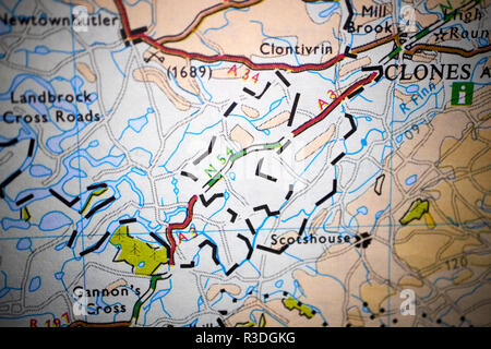 map showing the northern ireland republic of ireland border at ...