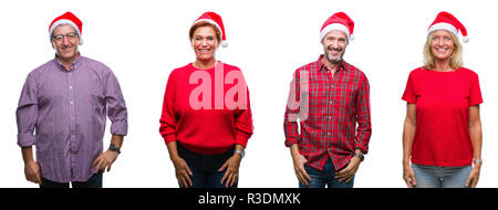 Collage of group of senior people over isolated background smiling ...