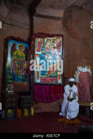 Inside bete gabriel rafael twin church, Amhara Region, Lalibela ...