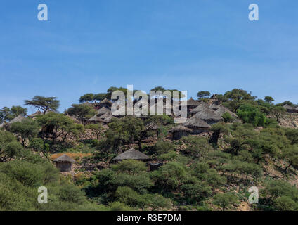 Raya tribe village in the hills, Afar Region, Chifra, Ethiopia Stock ...