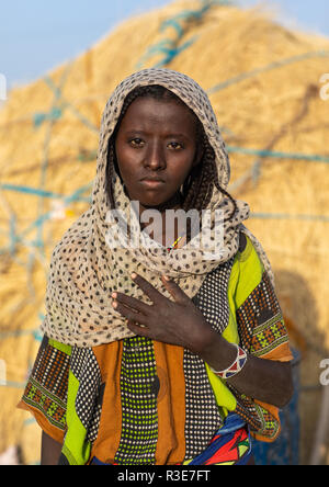 Portrait of an afar tribe girl, Afar region, Assayta, Ethiopia Stock ...