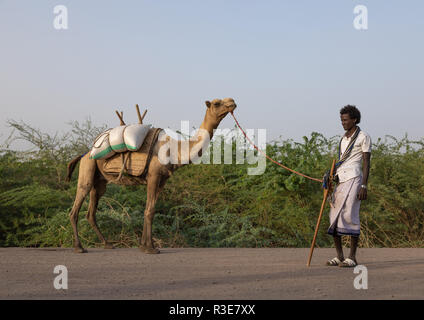 Portrait of an Afar tribe man with his guile knife, Afar region, Chifra ...