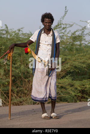 Portrait of an Afar tribe man with his guile knife, Afar region, Chifra ...