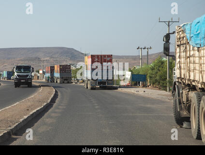 Trucks coming from djibouti port, Afar region, Semera, Ethiopia Stock ...