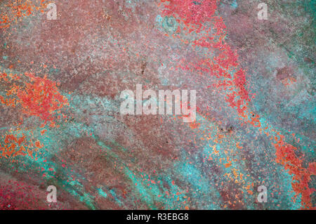 Corrosion and oxidation on a copper sheet. A copper component that has ...