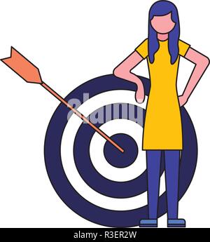 woman standing near target marketing vector illustration Stock Vector ...