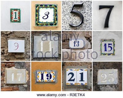 Number 7 - Collage of house numbers Seven Stock Photo: 79740305 - Alamy