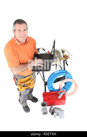 blue, coiled, pvc, backdrop, background, blue, craftsman, tradesman ...