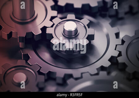 gear or cogwheel working together, movement transmission. Concept of ...