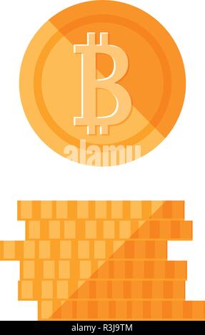 stack of bitcoin coins over white background, vector illustration Stock ...