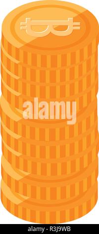 stack of bitcoin coins over white background, vector illustration Stock ...