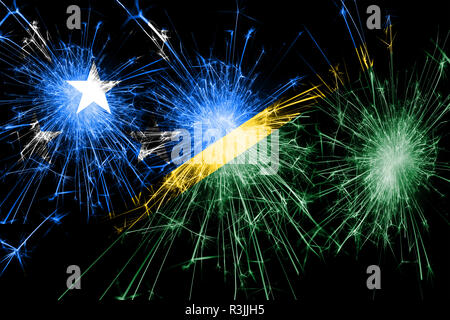 Solomon Islands fireworks sparkling flag ball. New Year, Christmas and ...