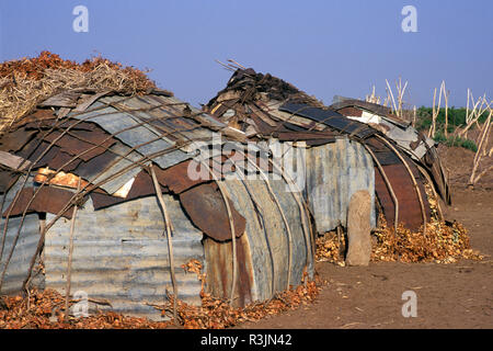 Africa, Ethiopia, Omo region. Galeb tribe houses made of grass, cloth ...