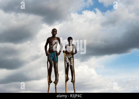 Boy on the stilts - Africa, Ethiopia Stock Photo: 54045266 - Alamy