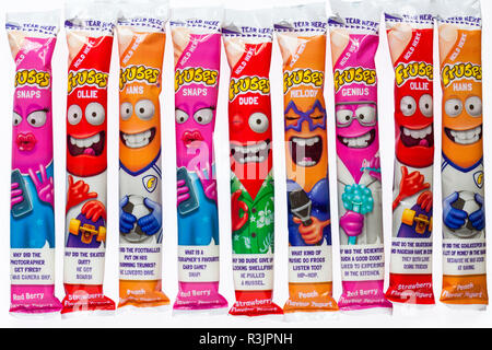 tubes of Yoplait Frubes, fromage frais in a tube yoghurt yogurt set on ...