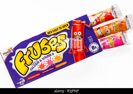 tubes of Yoplait Frubes, fromage frais in a tube yoghurt yogurt set on ...