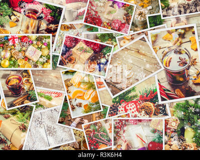 collage of Christmas pictures. Holidays and events. Decoration Stock ...