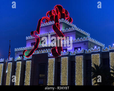 General overall view of a Christmas bow and lights at the Citadel ...