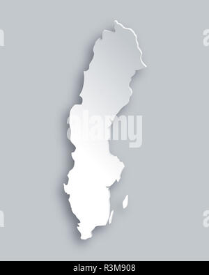 Map of Sweden with shadows Stock Photo - Alamy