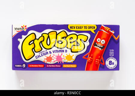 tubes of Yoplait Frubes, fromage frais in a tube yoghurt yogurt set on ...